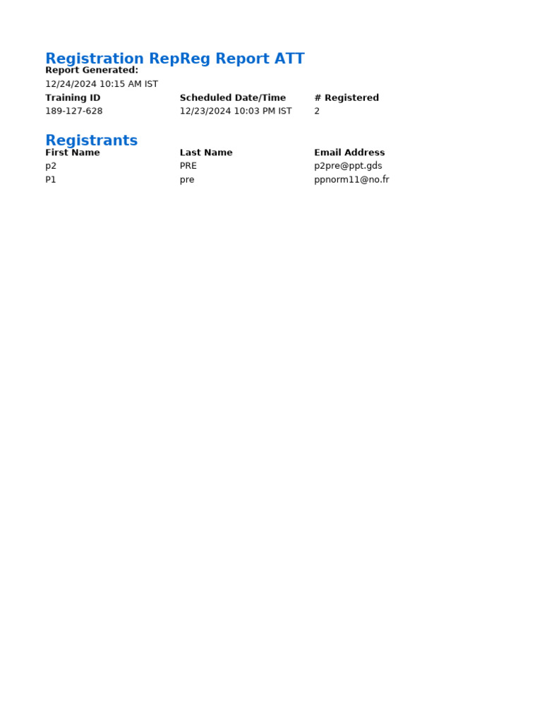 Registration Report | PDF