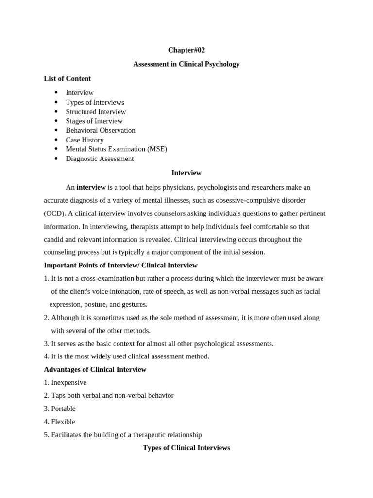 Clinical Interviewing in Psychology | PDF | Clinical Psychology ...