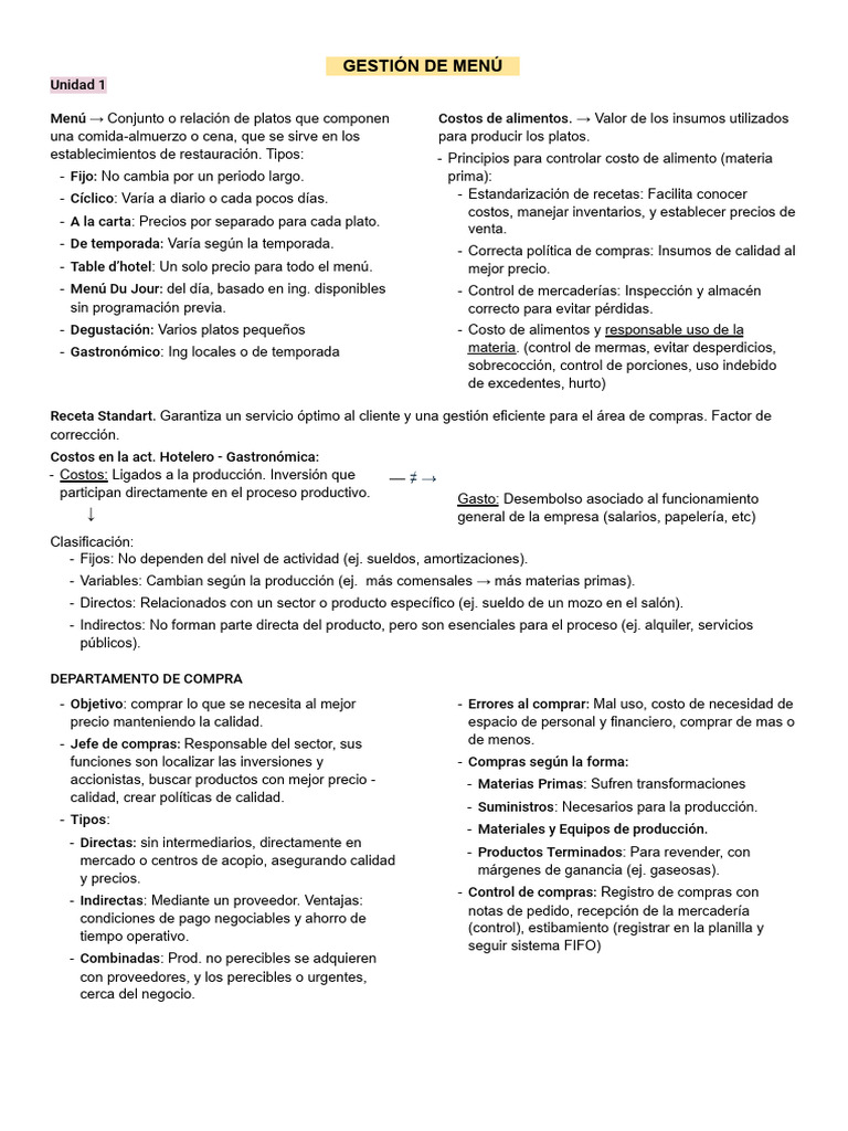 CIE Gestion de Menues | PDF | Calidad (comercial) | Precios