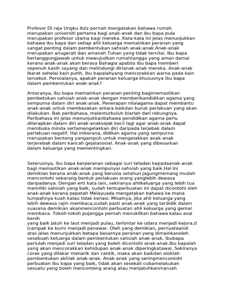 Peranan Ibu Bapa dalam Pembentukan Sahsiah Anak | PDF