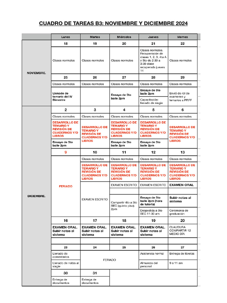 Tareas B3 Nov-Dic 2024 | PDF
