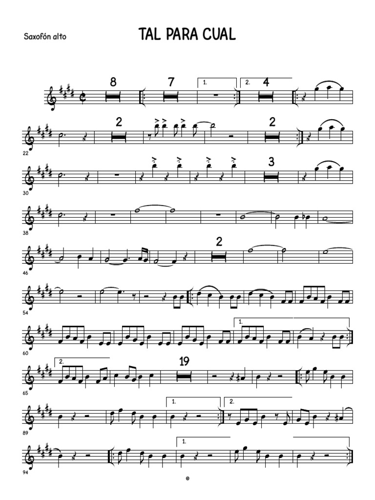 TAL PARA CUAL - Saxofón alto | PDF