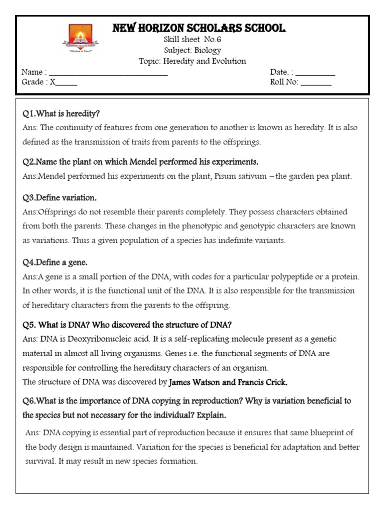 Grade 10 Heredity & Evolution Guide | PDF | Dominance (Genetics) | Zygosity