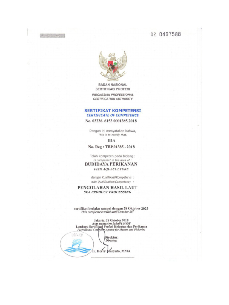 Sertifikat IDA | PDF