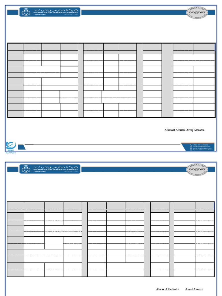 Daily Schedule (Grade 5) 2nd Term | PDF