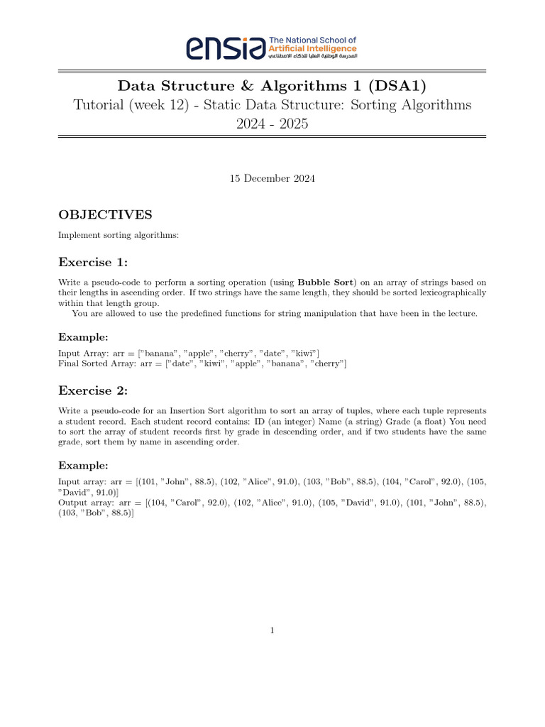 Tutorial Week12 | PDF
