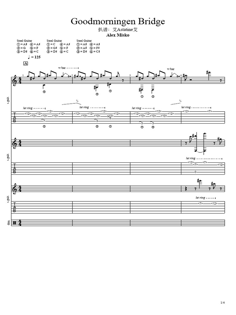 Goodmorningen bridge TAB | PDF | Guitar Family Instruments | Irish Musical Instruments
