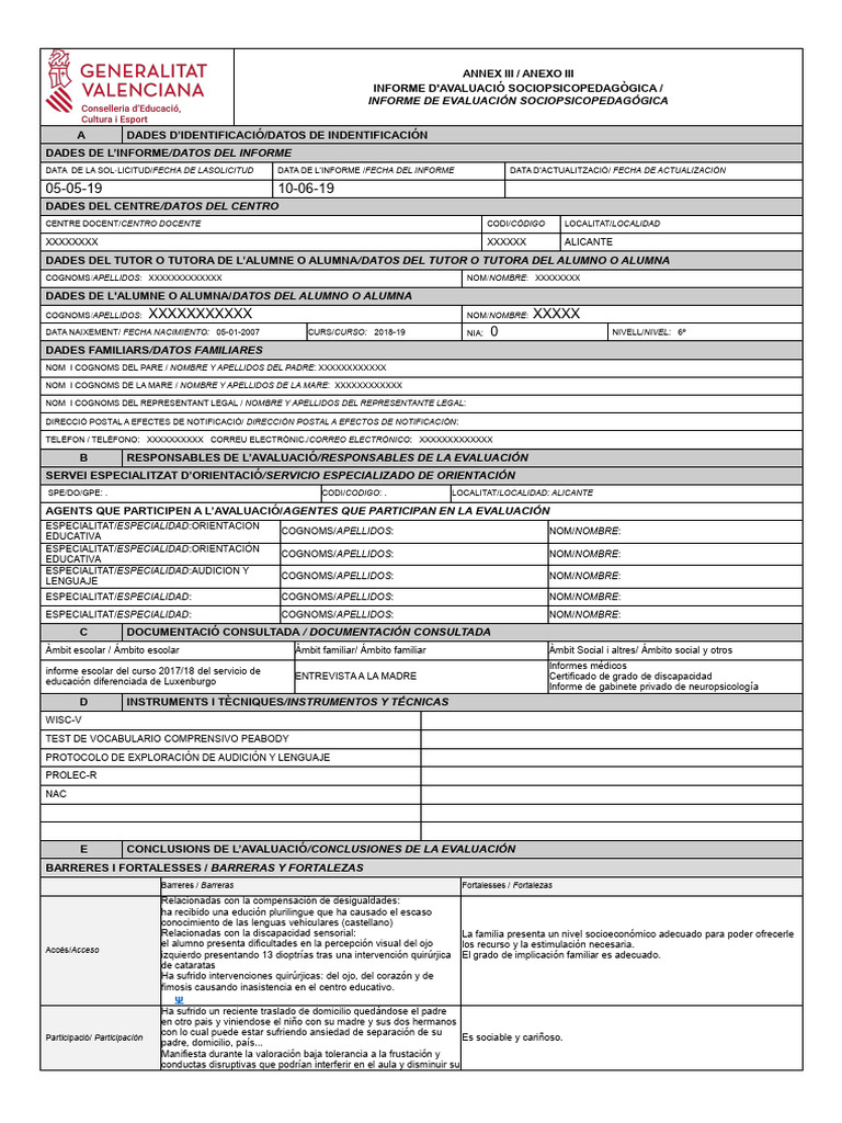 Modelo1 Informe Sociopsicopedagogico 1 | PDF | Maestros | Enseñando