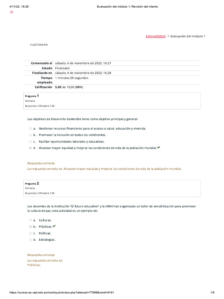 Evaluación Del Módulo 1 - Tema 1 | PDF | Inclusión (Educación) | Maestros