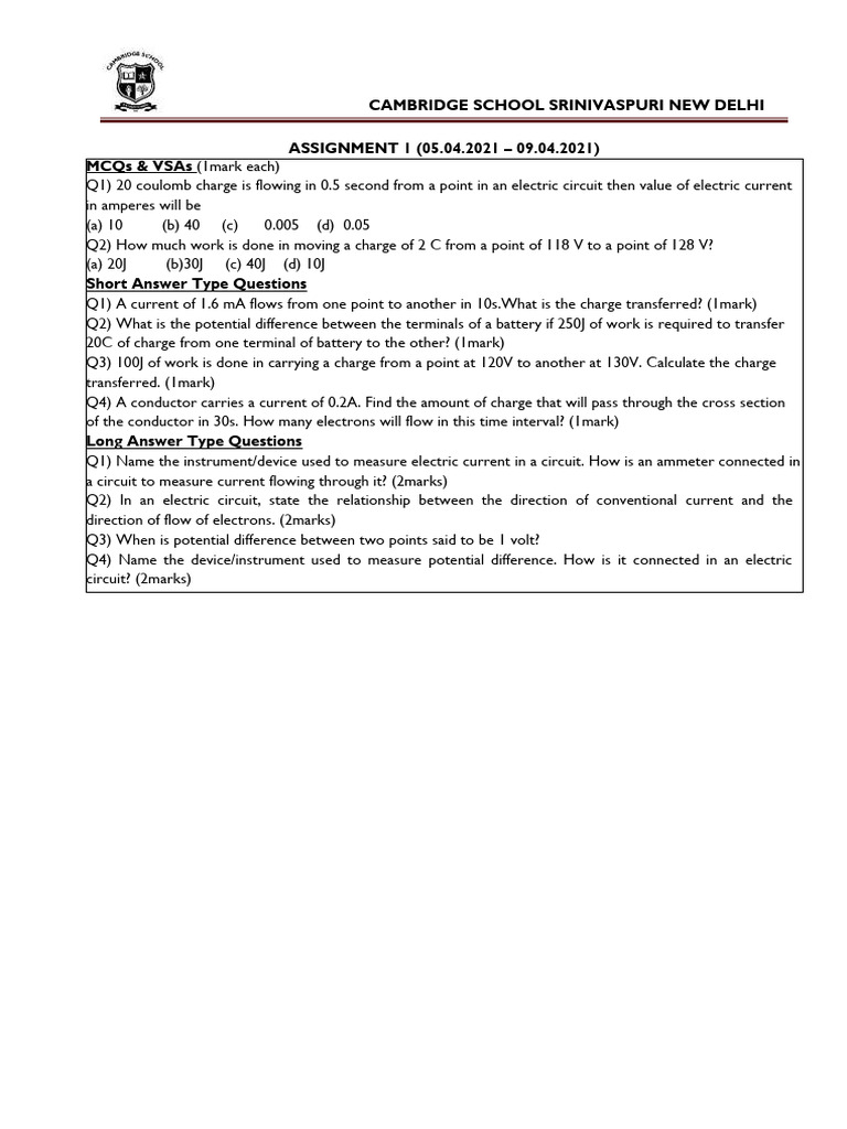 ASSIGNMENT 1 Physics | PDF