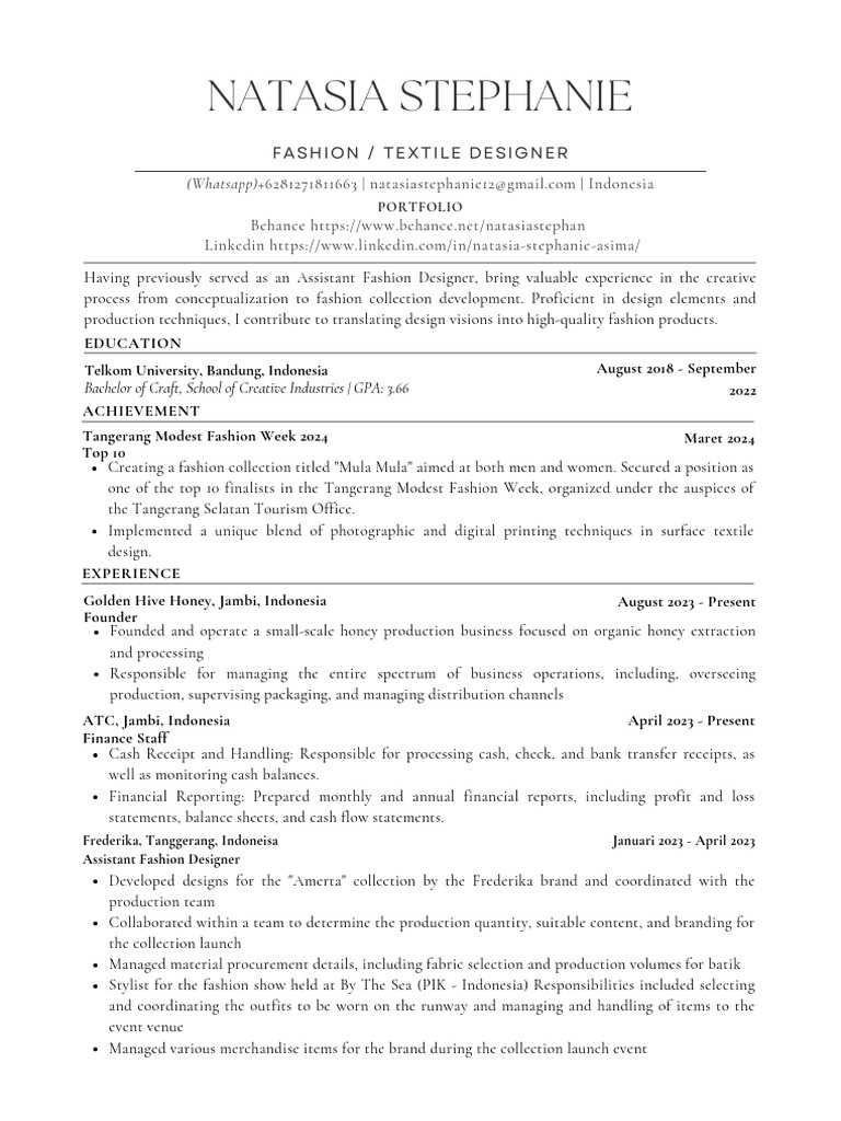 Natasia_Stephanie_Asima_Situmorang_We_require_a_current_CV_Resume | PDF | Graphic Design