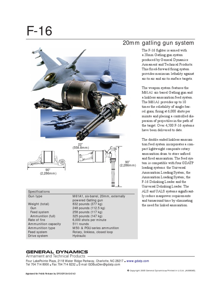 General Dynamics - F-16 20mm Gatling Gun System | PDF | Military ...