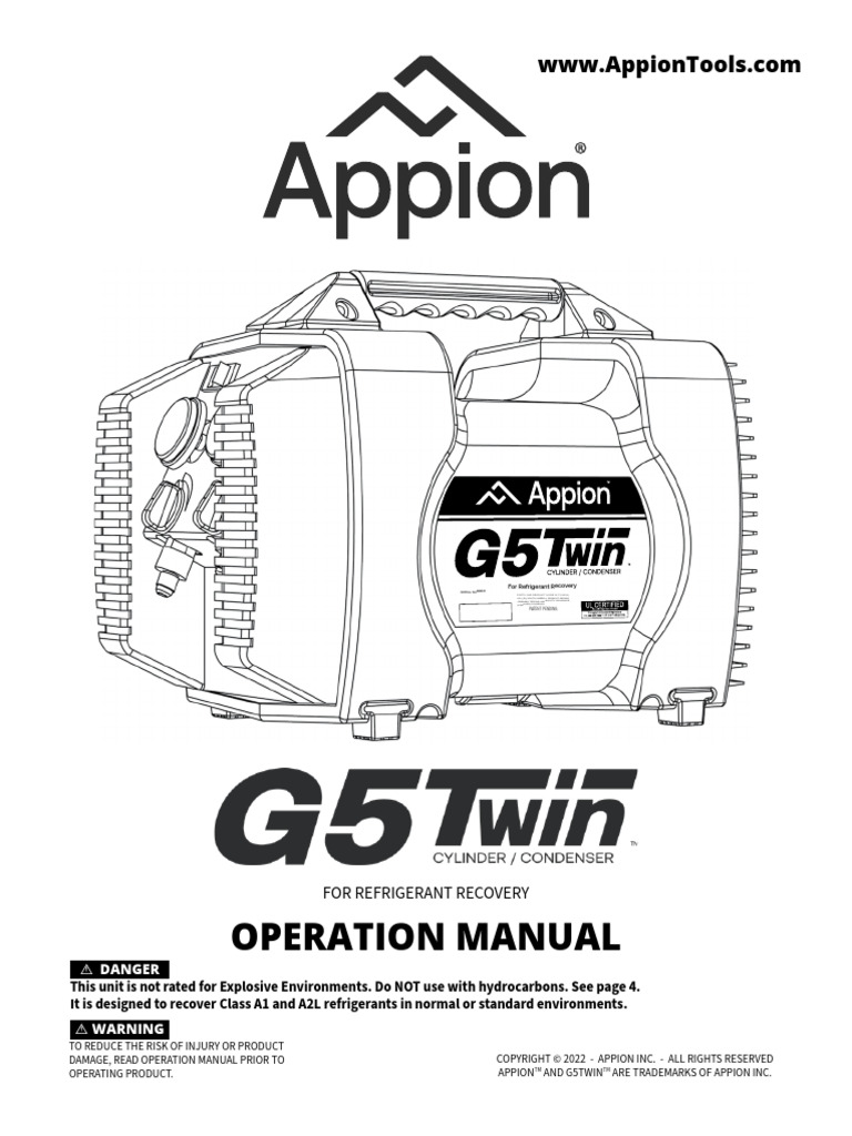 G5Twin Refrigerant Recovery Manual | PDF | Valve | Propane