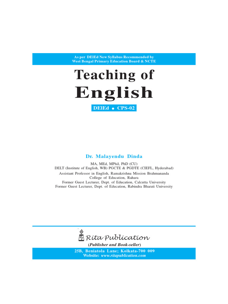 Teaching English: Objectives and Methods | PDF | Language Education ...