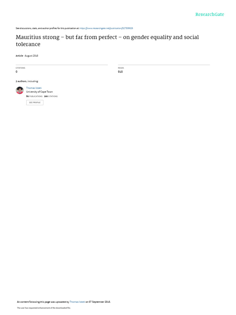 Ab r7 Dispatchno225 Tolerance and Equality in Mauritius | PDF ...