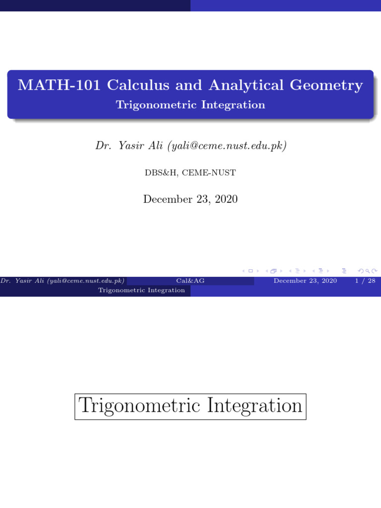 Trigonometric Integration | PDF | Euclid | Functions And Mappings