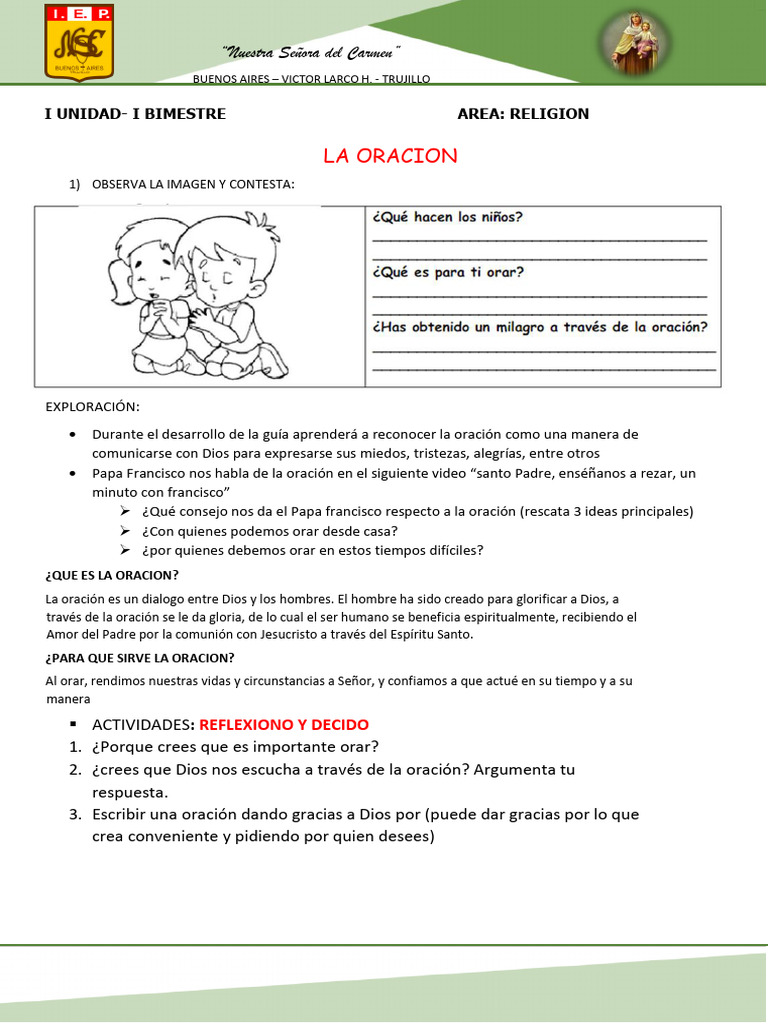 Actividades de Oración para Niños | PDF