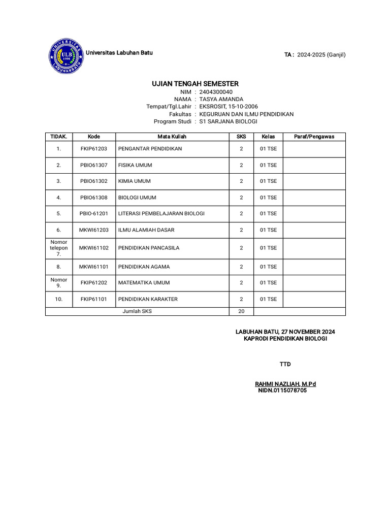 SIAKAD ULB - Universitas Labuhan Batu | PDF