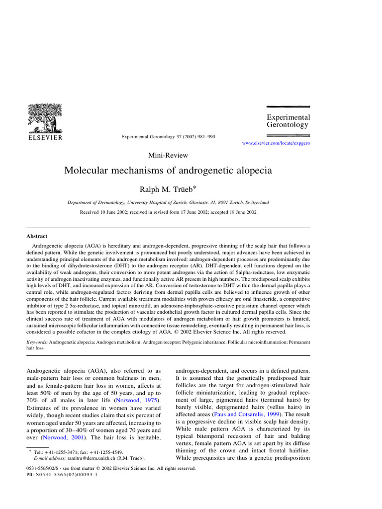 Molecular Mechanisms of AGA | PDF | Androgen | Hair Loss
