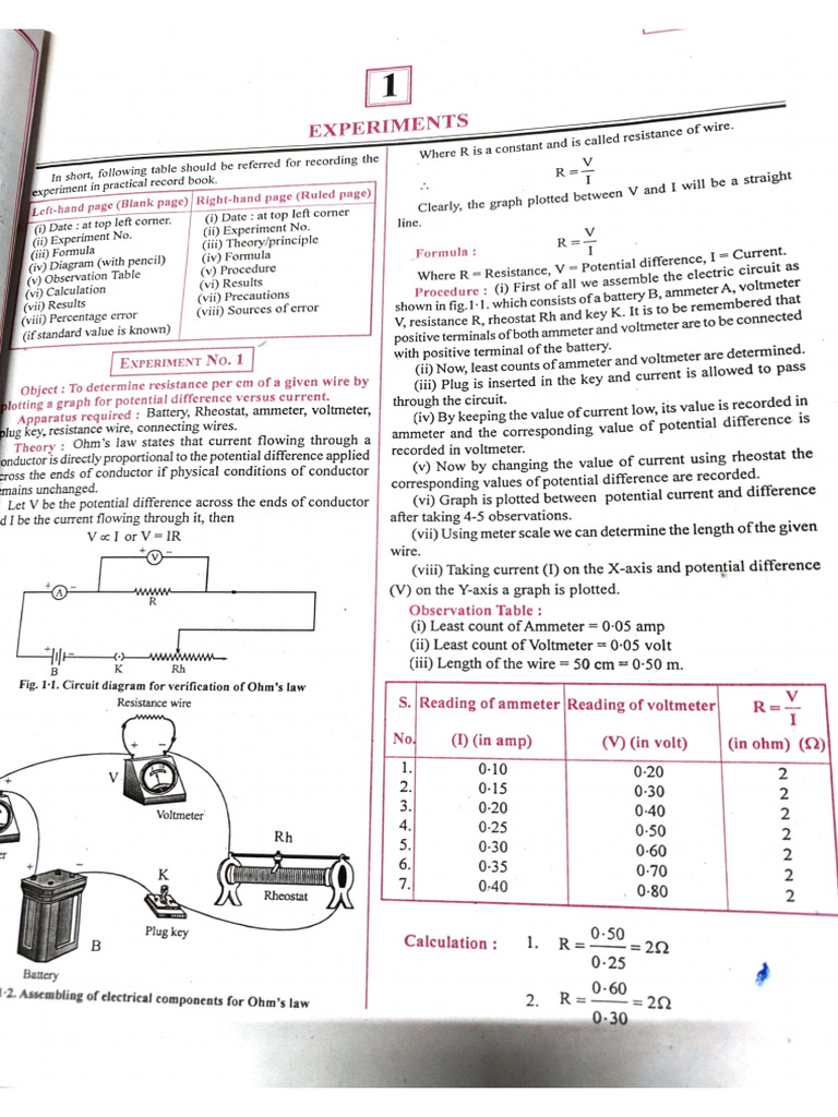 Readings of Physics Practical Class 12th | PDF