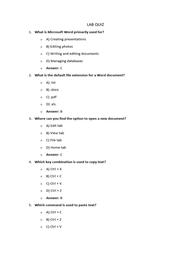 LAB QUIZ2 - Minor - Ms Word | PDF | Microsoft Word | Text