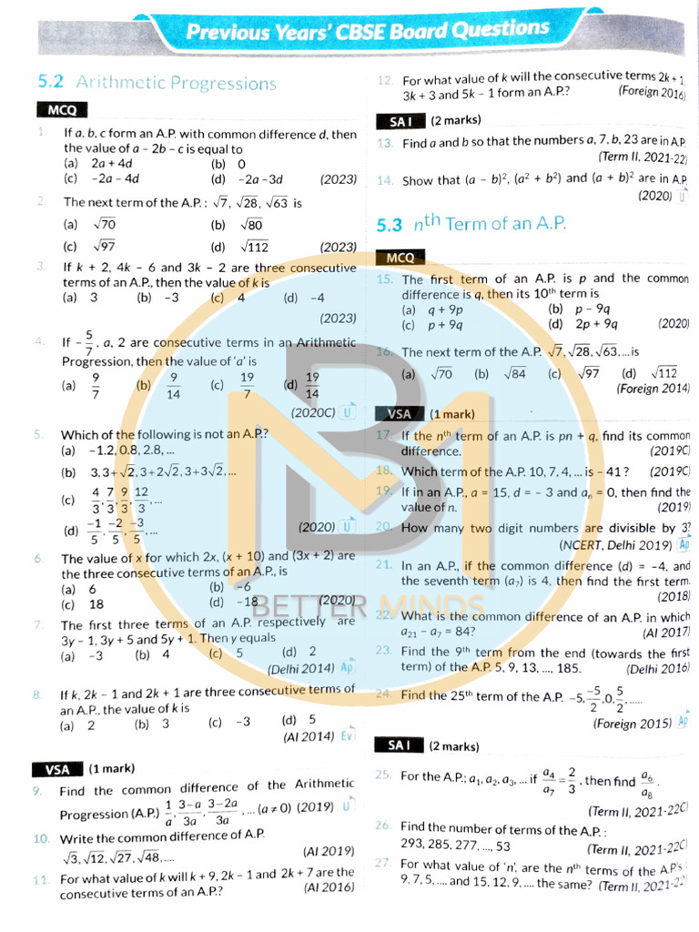 Arithmetic Progression Concepts and Problems | PDF | Arithmetic ...