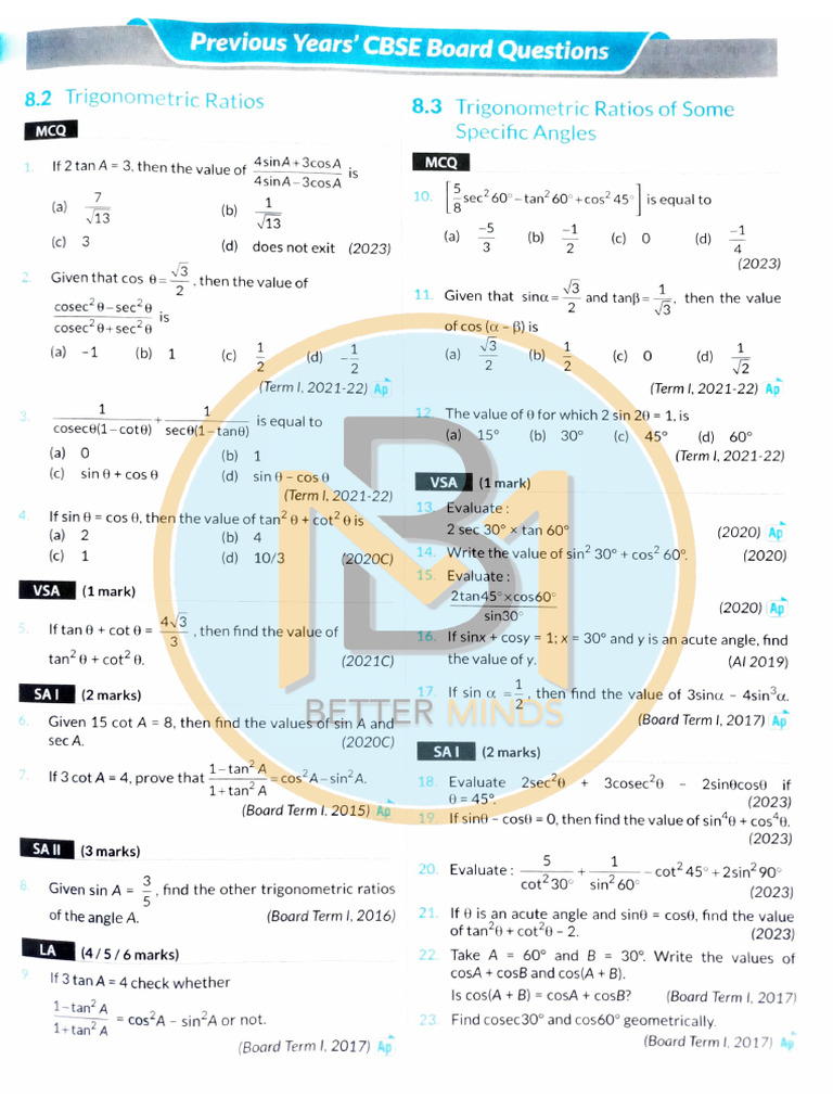 Introduction to Trigonometry PYQs | PDF | Trigonometric Functions | Combinatorics