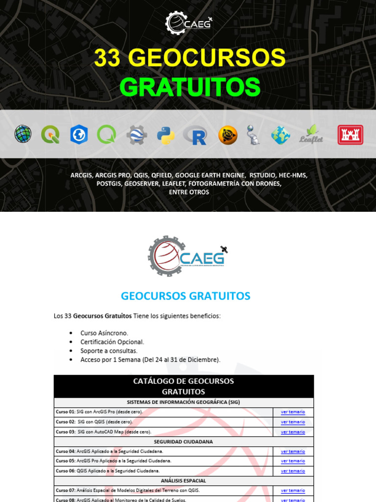Catálogo de Geo Cursos Gratuitos - CAEG 2024 | PDF | Sistema de información geográfica | Informática