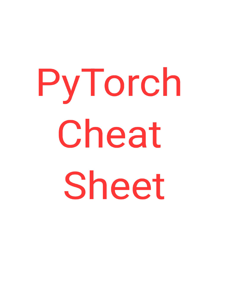 PyTorch Cheat Sheet | PDF