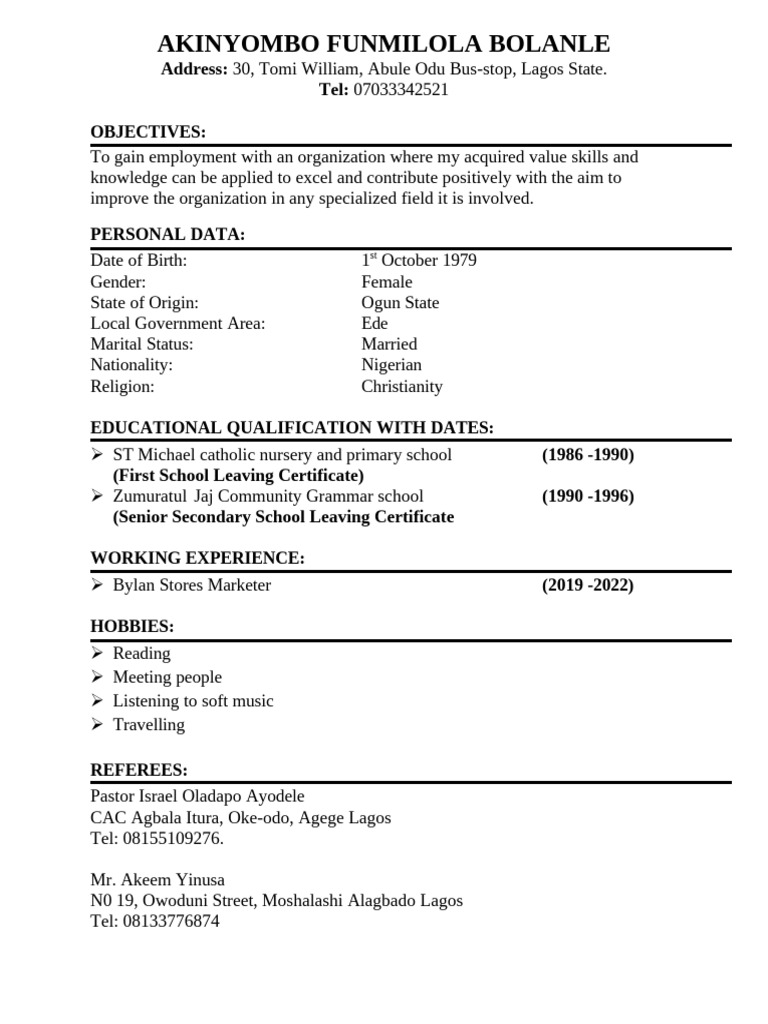 Akinyombo Funmilola Bolanle CV | PDF