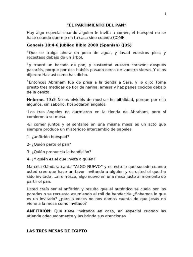 El Partimiento Del Pan | PDF | Pascua de Resurrección | Jesús