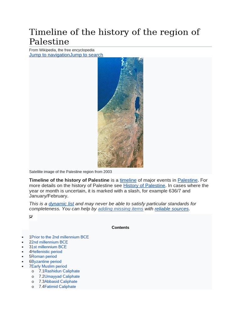 Timeline of Palestine History | PDF | Israel | World Politics