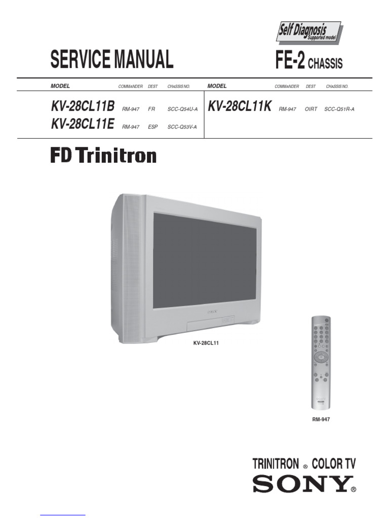 FD Trinitron kv28cl11b | PDF | Menu (Computing) | Broadcast Engineering
