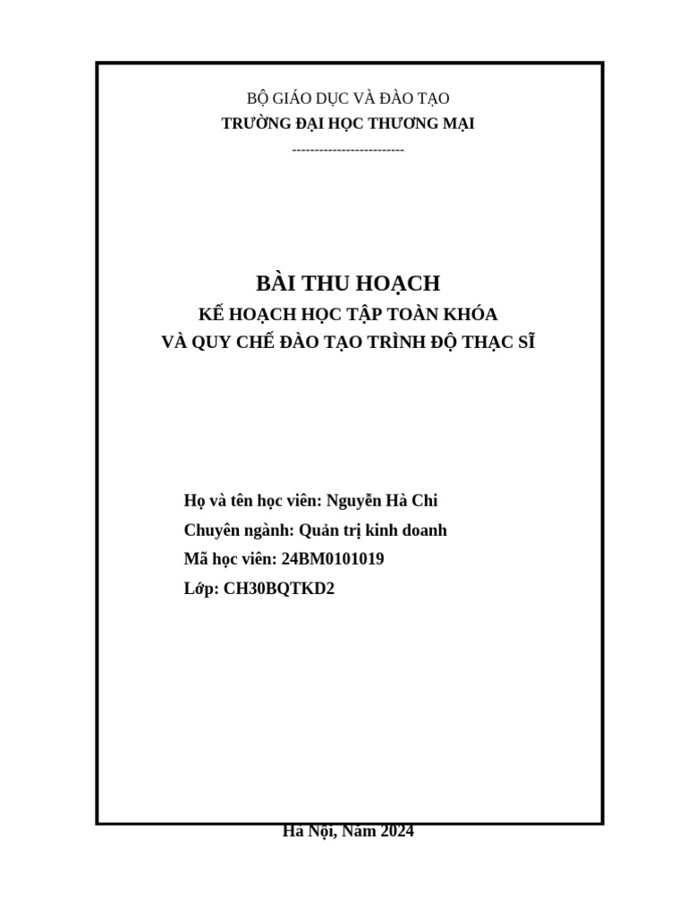 Hướng Dẫn Viết Thu Hoạch Phổ Biến Quy Chế Đào Tạo Cho CHV | PDF