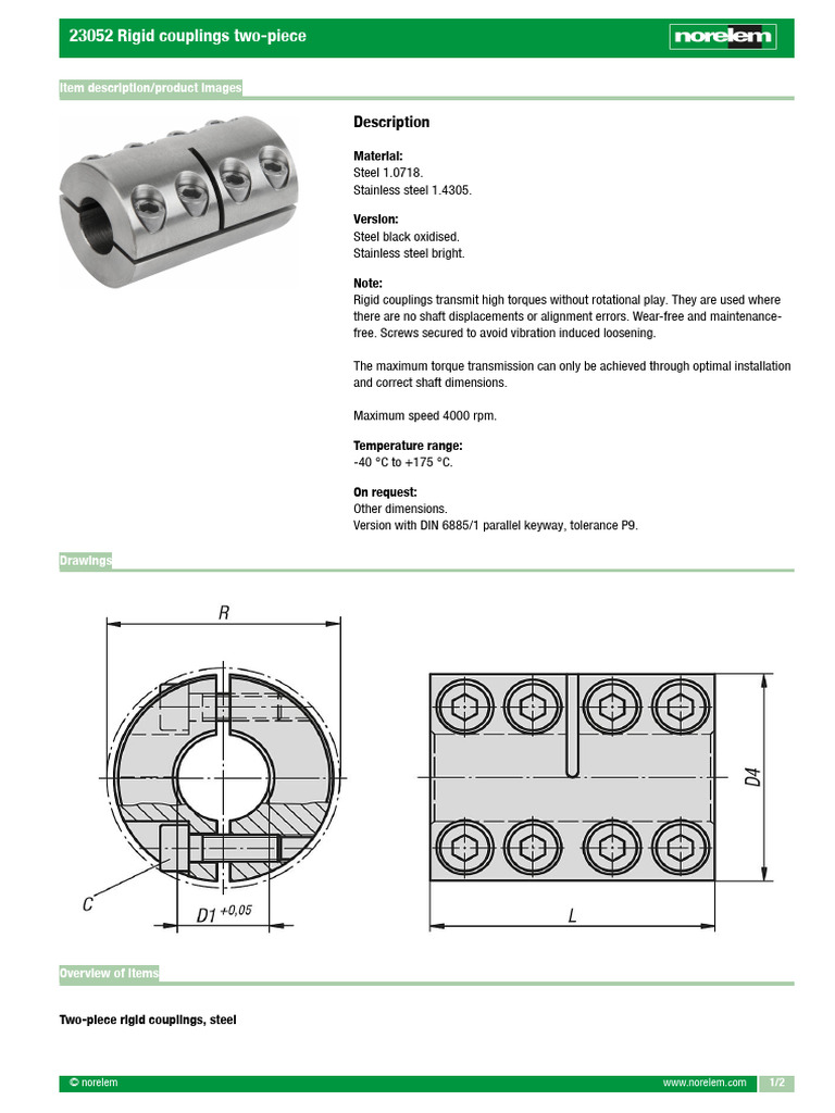 Datasheet 4944 Rigid Couplings Two-Piece - en | PDF | Manufactured Goods | Machines
