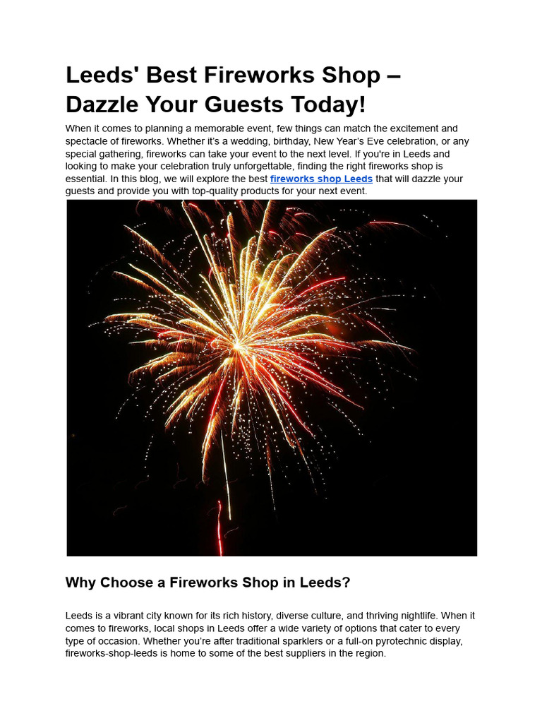 Best Fireworks Shop in Leeds Guide | PDF | Fireworks