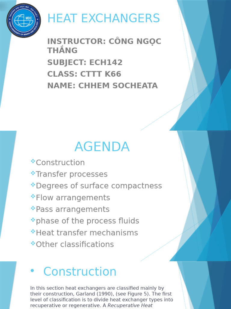 Heat Exchanger Types and Classifications | PDF | Heat Exchanger | Heat ...