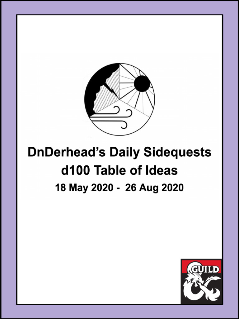 DailySidequest d100 No.3 | PDF | Dungeons & Dragons