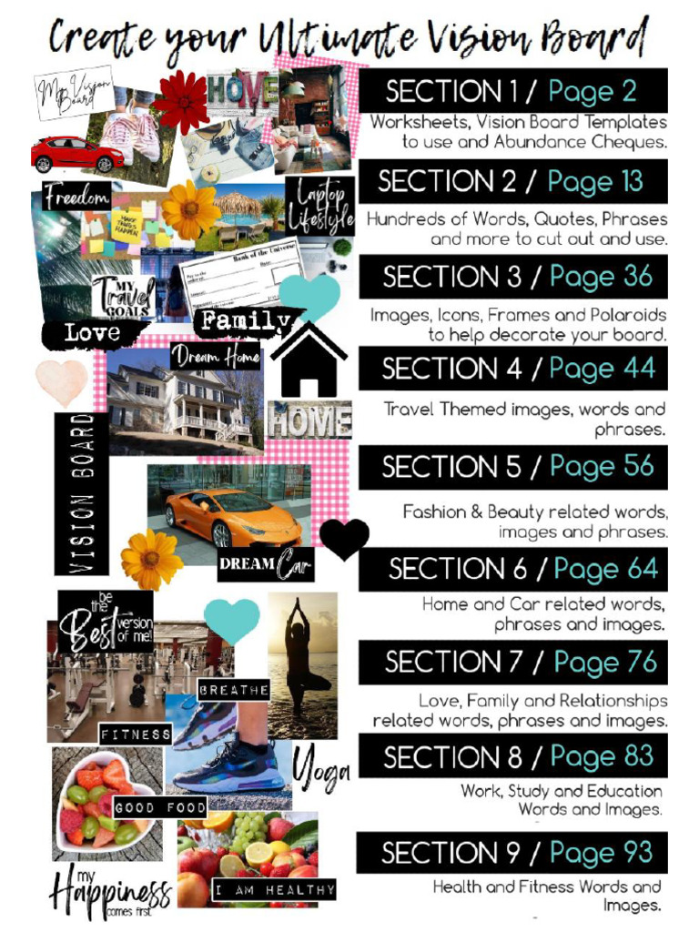 The Ultimate Print Able Vision Board Kit | PDF