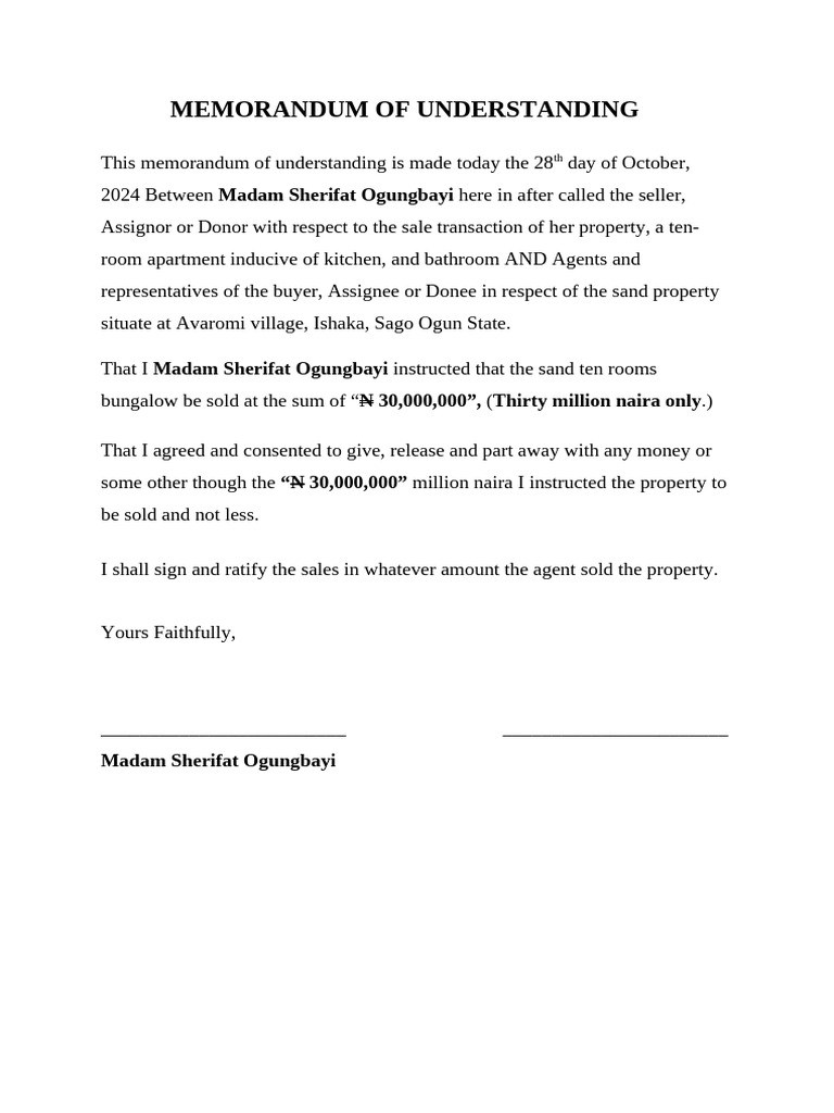 Memorandum of Understanding | PDF