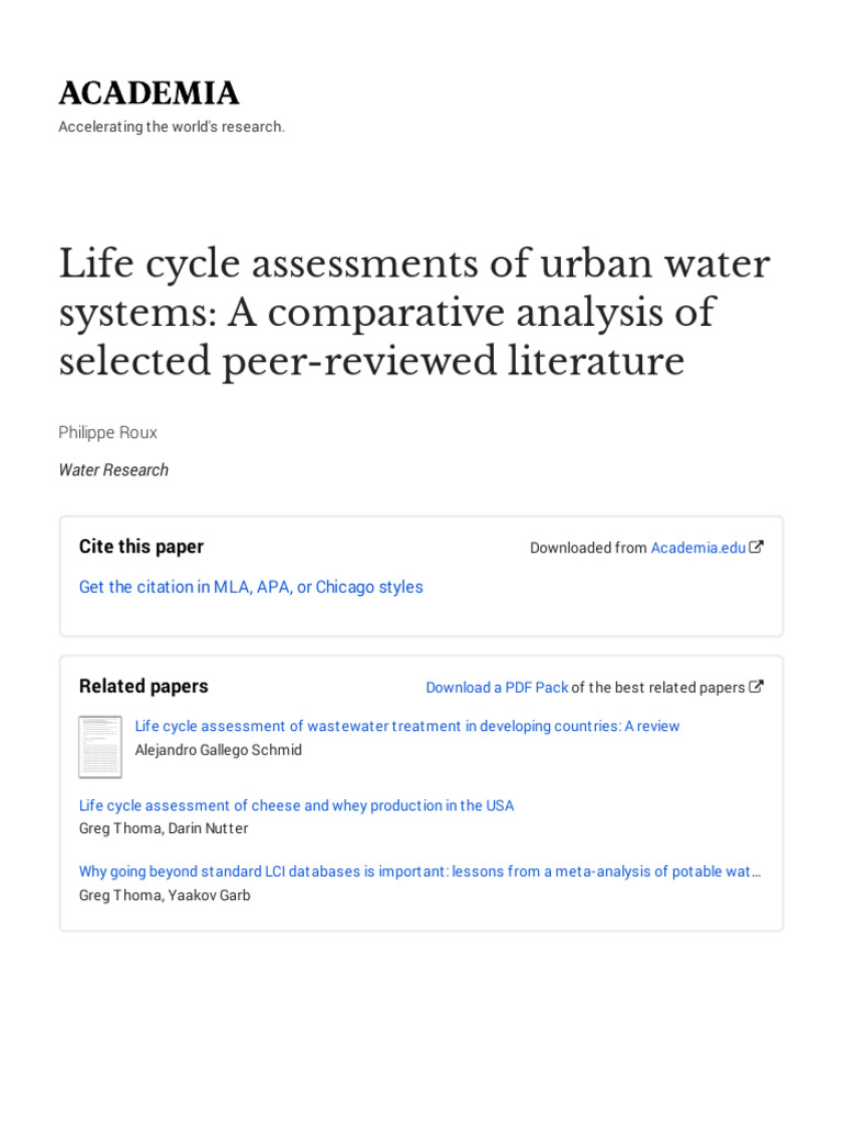 Life Cycle Assessments of Urban Water Sy20161227 16918 1u0jpkr With ...