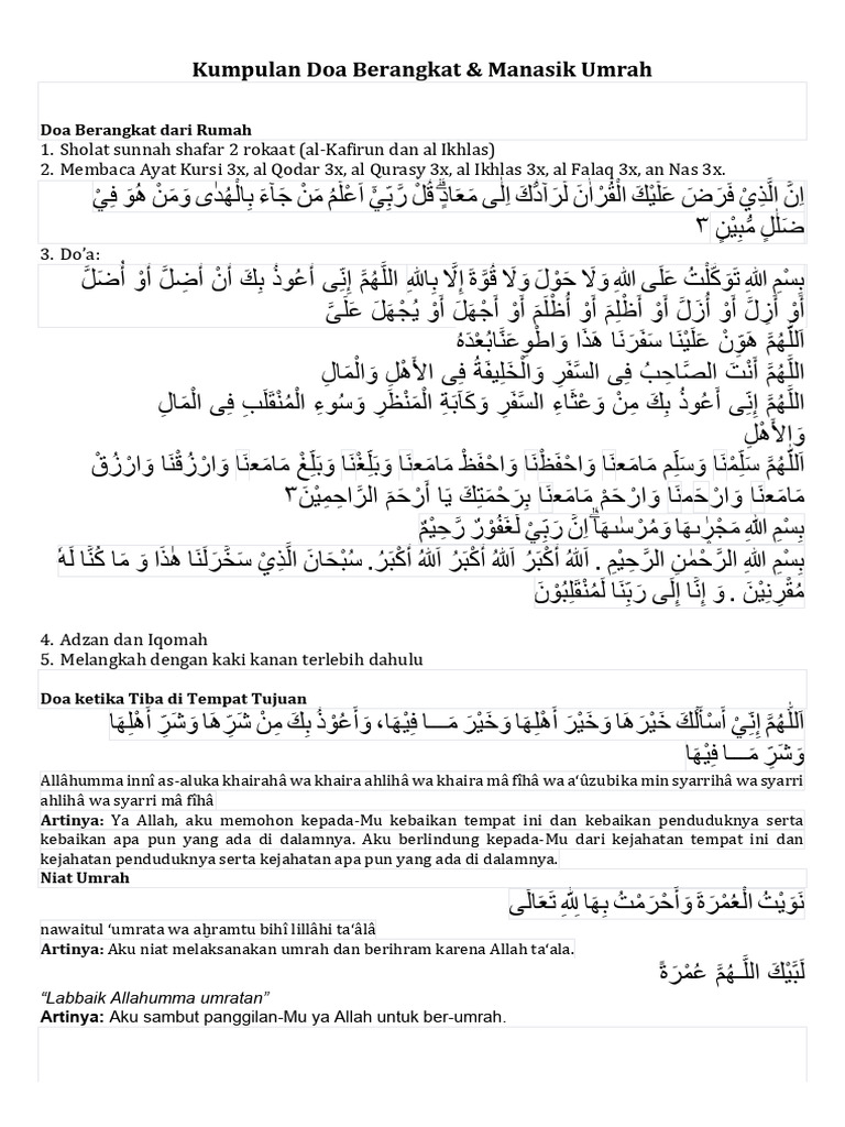 KUMPULAN DOA MANASIK UMROH 2024 | PDF