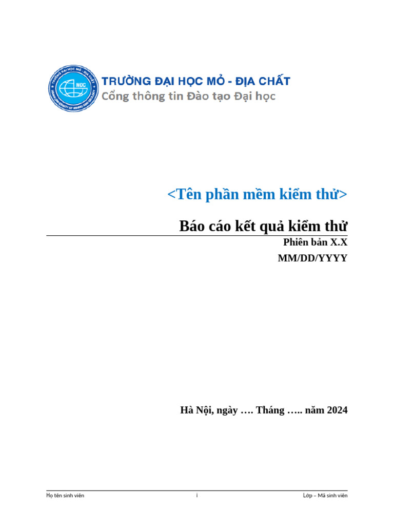 Test Report Template Pdf