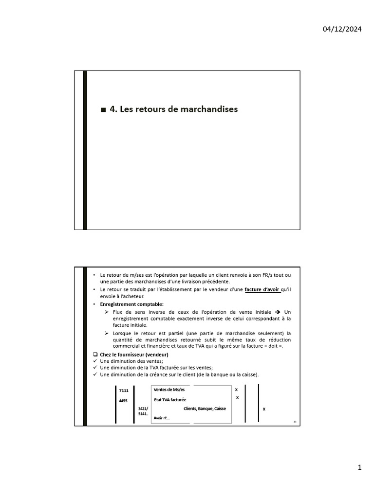 Retour de Marchandises et Comptabilité | PDF | Facture | Banques