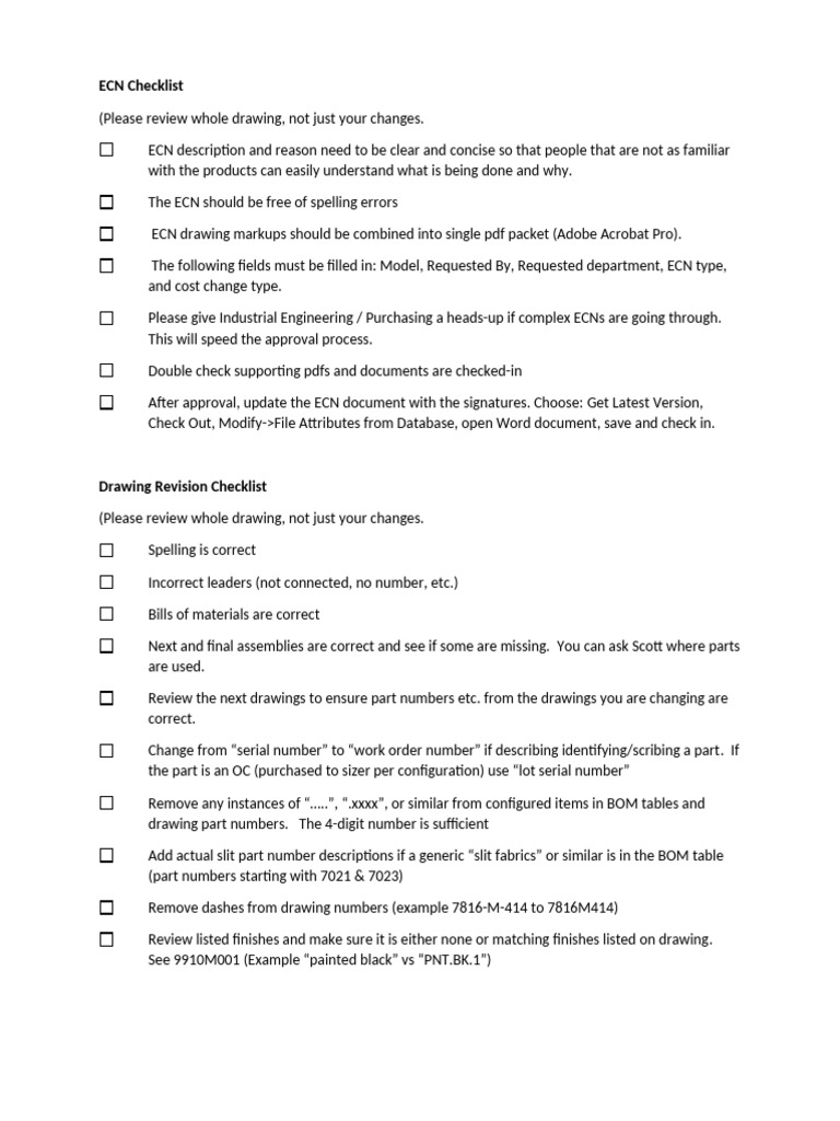 ECN Checklist | PDF