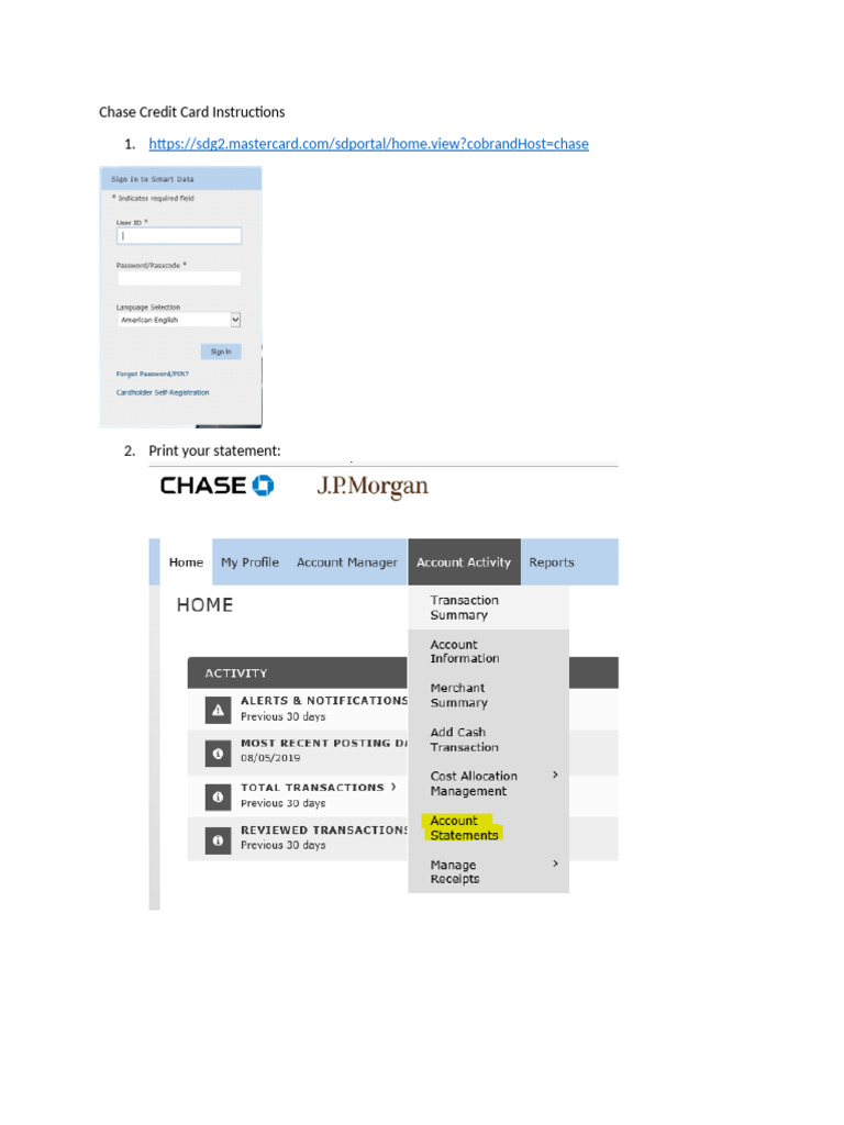 Chase Credit Card Instructions | PDF