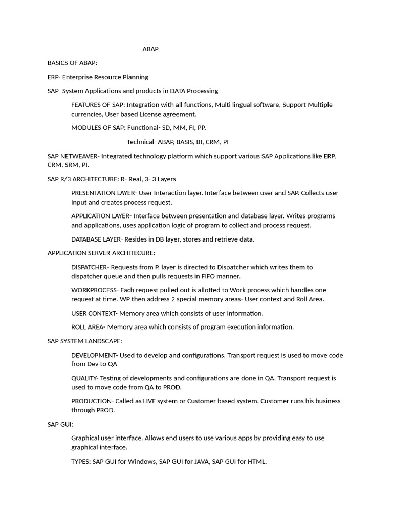 Abap Important All Data Infor. | PDF | Databases | Control Flow
