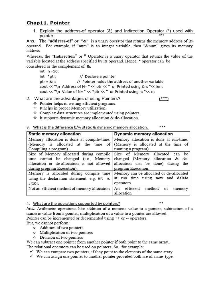 Chap11 Pointer Faqsandans 1 Pdf Pointer Computer Programming Software Engineering 7643