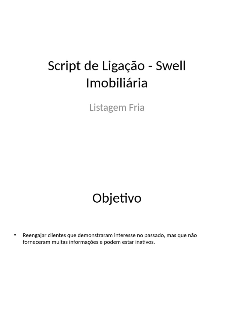 Script Ligacao Listagem Fria Swell Redo | PDF