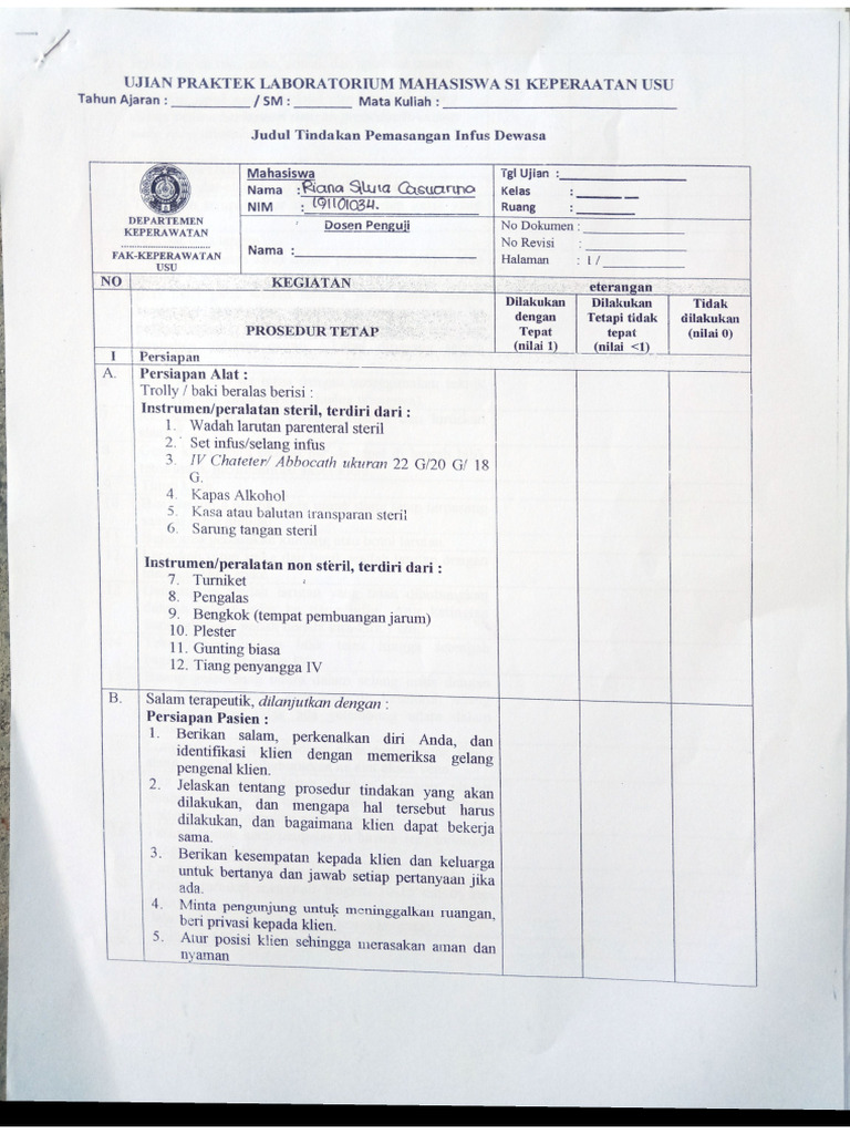 Pemasangan Infus | PDF